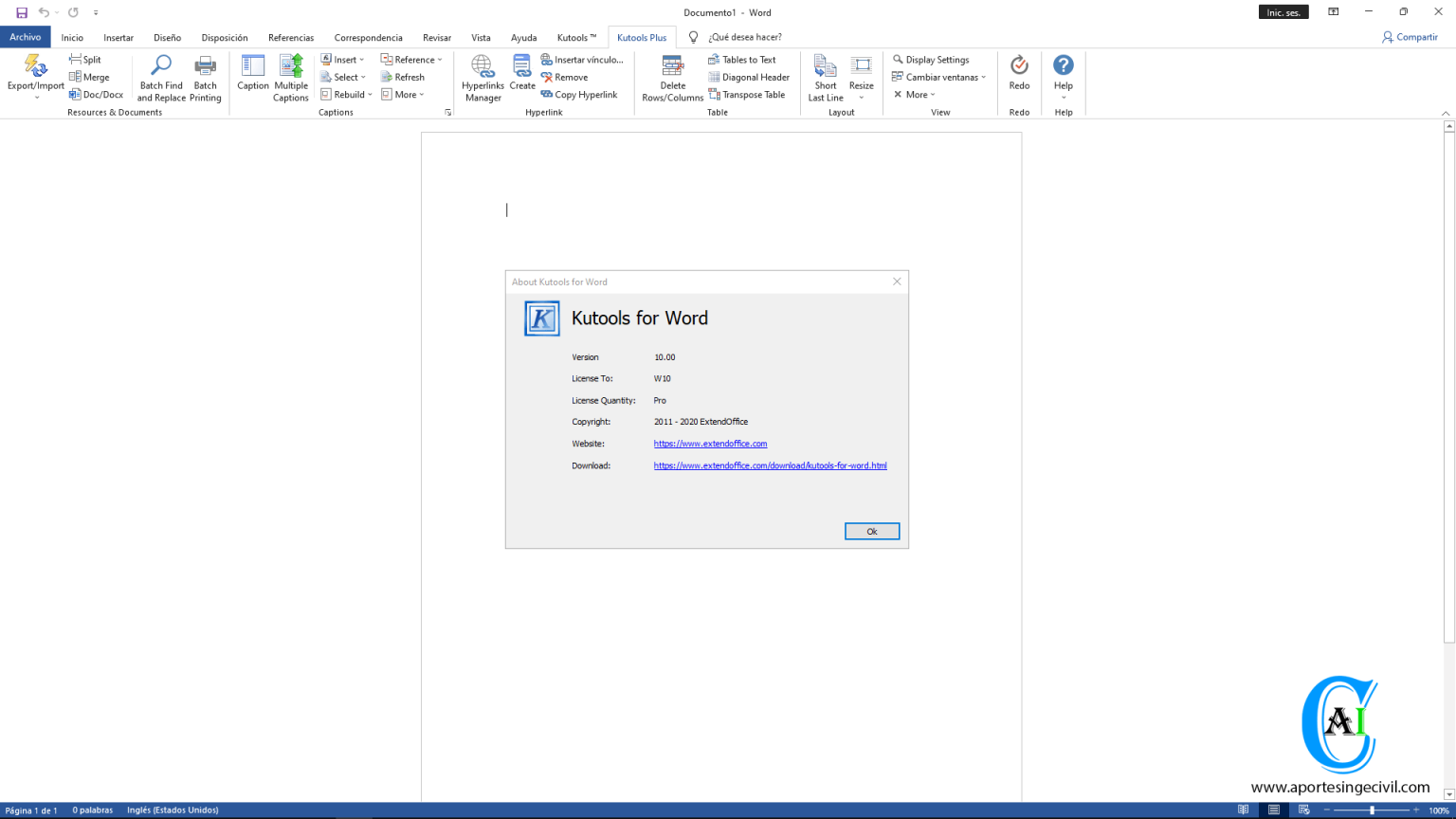 ExtendOffice Kutools para Microsoft Word v10.00 (Multilenguaje)