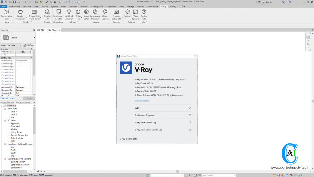 V-Ray 5 (Para Revit, SketchUP, 3ds Max, Maya y Rhino )